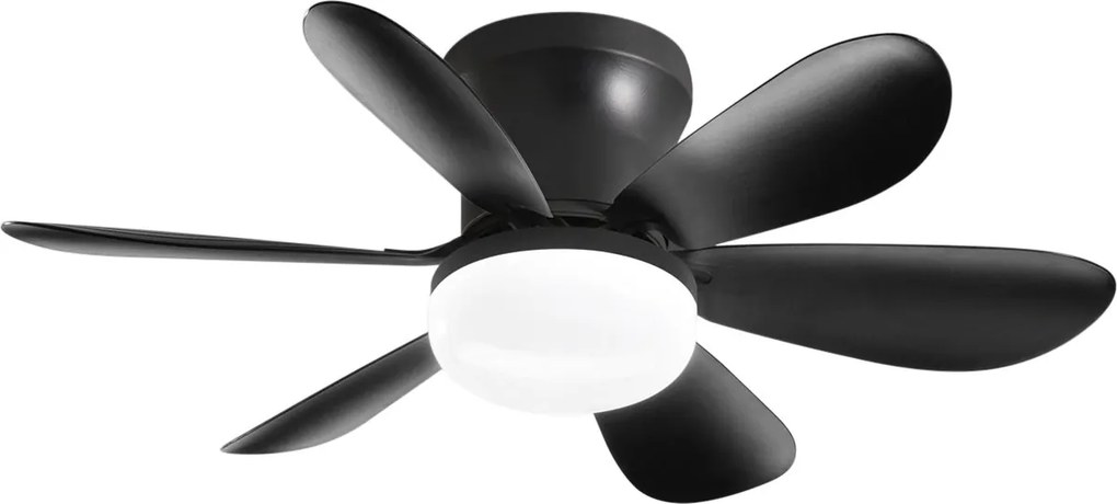 FAN LED-WIND-NER Stropní ventilátorové LED svítidlo Wind (černé) 10 W, 1100 lm, CCT, stmívatelné, IR ovladač, 16 x 53 cm - FANEUROPE