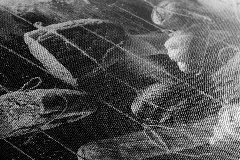 Obraz visící pečivo na laně v černobílém provedení Varianta: 120x80