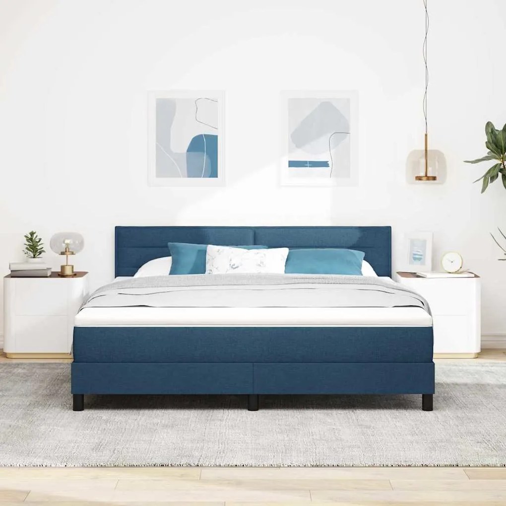 Postel s boxspringem s čelo Modrá 180 x 200 cm textil 3338635