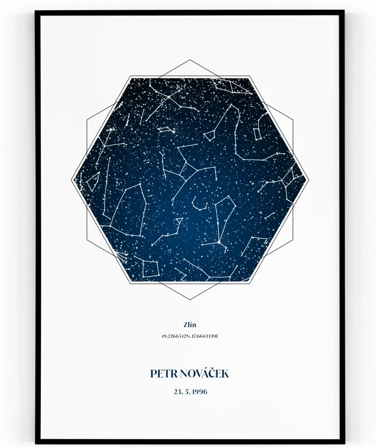 Plakát Hvězdná mapa 30 x 40 cm - pololesklý saténový papír o gramáži 200 g\/m²