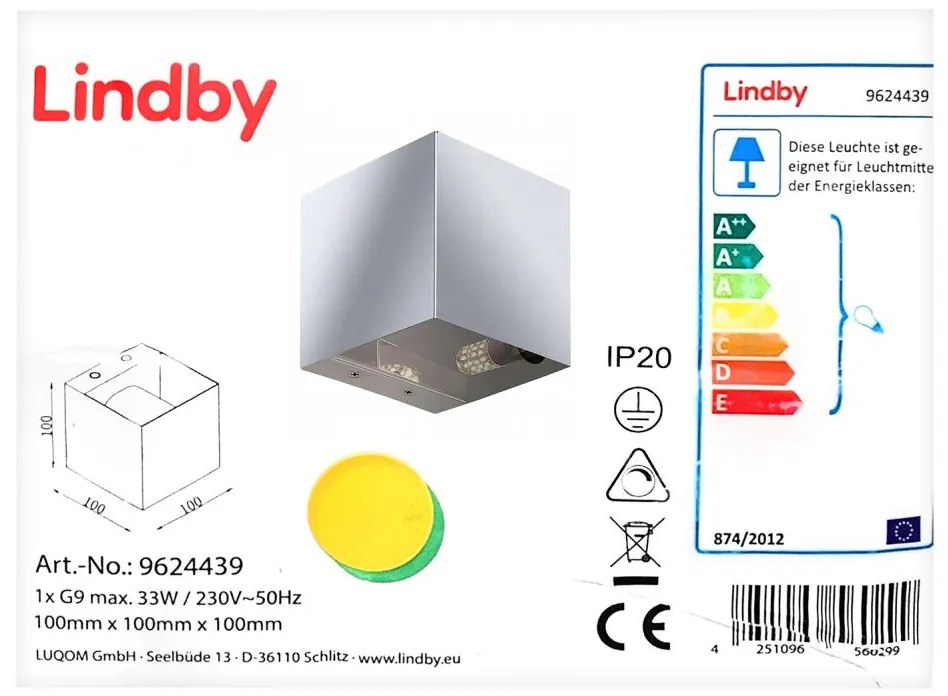 Lindby Lindby - Nástěnné svítidlo NEHLE 1xG9/33W/230V LW1072