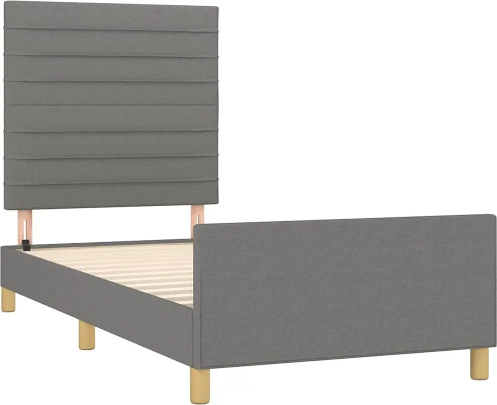 Rám postele bez matrace tmavě šedá 100 x 200 cm textil 3125115