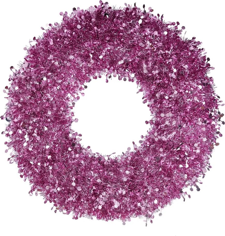 PINK TINSEL Věnec třpytivý 60 cm - růžová