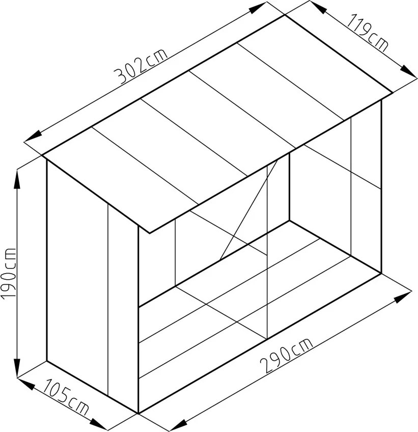Přístřešek na dřevo G21 WOH 682 - 302 x 119 cm, antracitový