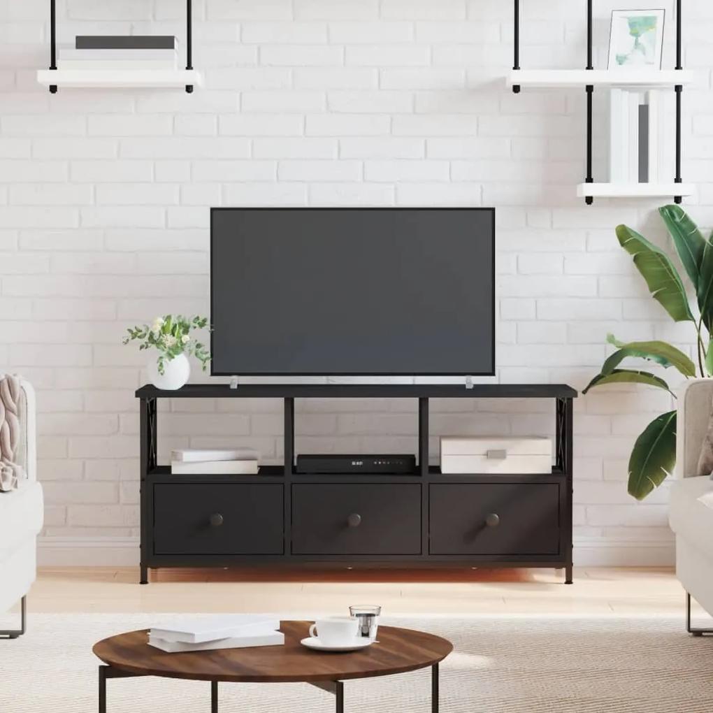 TV skříňka černá 102 x 33 x 45 cm kompozitní dřevo a železo - Default Title