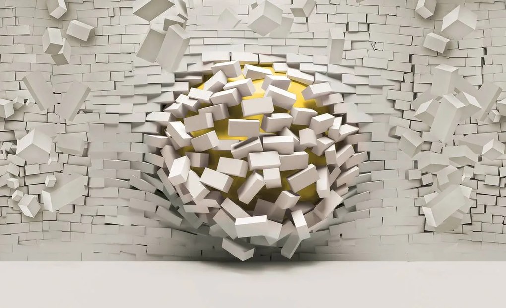 Fototapeta - 3D zeď s míčem (152,5x104 cm)