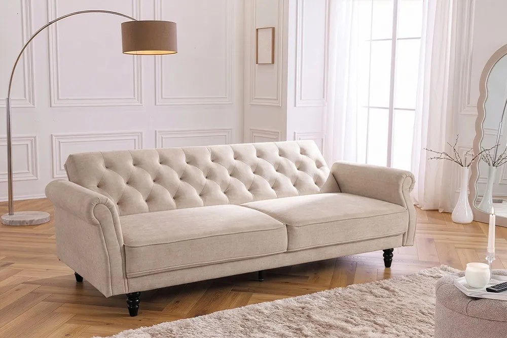 Designová rozkládací pohovka Scarlet 220 cm šampaňský samet