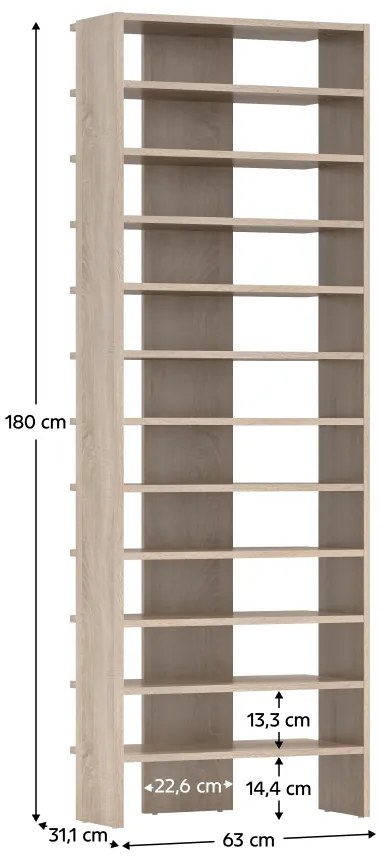 Kondela Vysoký regál/botník, dub sonoma, OSKI