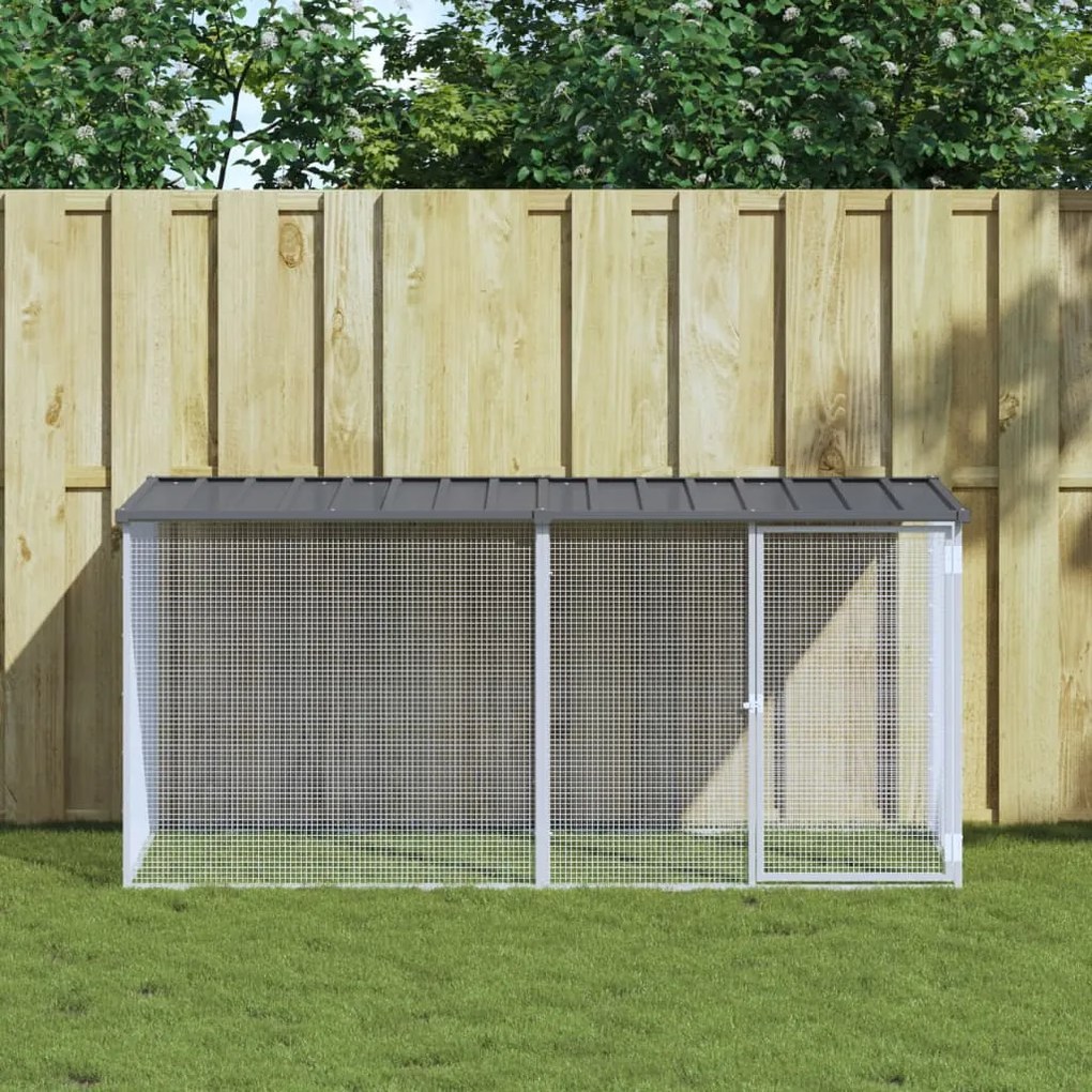 Klec pro kuřata se střechou antracitová 203 x 98 x 90 cm pozinkovaná ocel 3189049