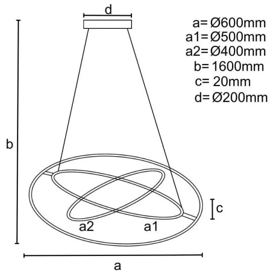 LED Stmívatelný lustr na lanku LED/105W/230V 3000-6500K + dálkové ovládání