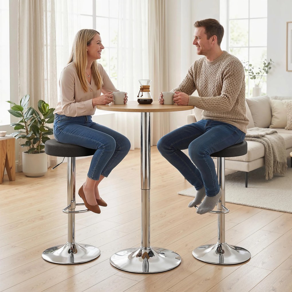 HOMCOM set 2 barových židlí z PU kůže, otočné, výškově nastavitelné pro kuchyni, černé