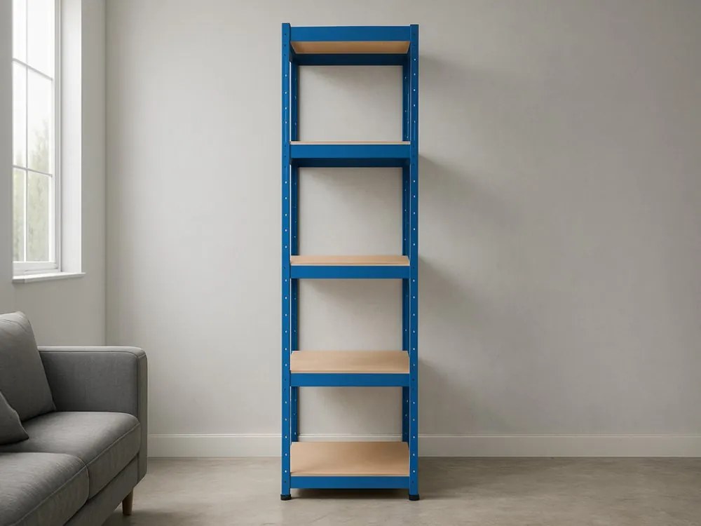 Regál 180x40x40 cm lakovaný 5-policový, nosnost 875 kg - modrý - 2ks