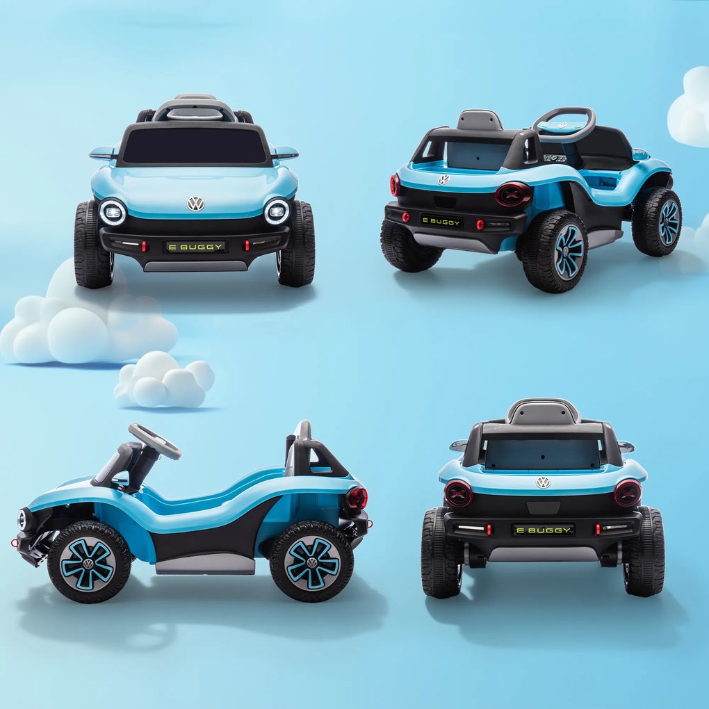 AIYAPLAY Dětské elektrické auto od 3 let Volkswagen E-Buggy 12V s 2,4G dálkovým ovládáním, modrá