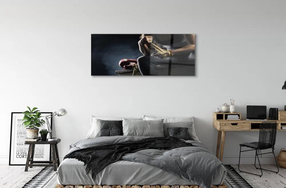 akrylový obraz Žena bandáž rukavice 120x60 cm