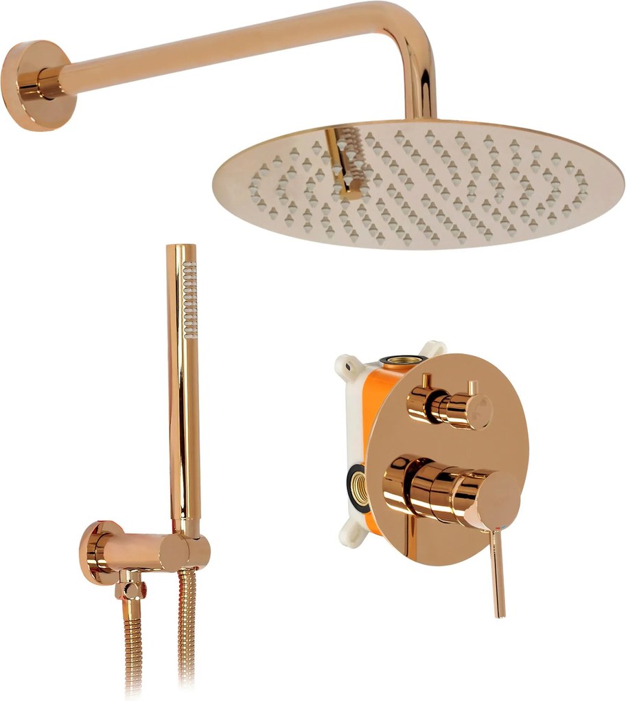 Rea Lungo - Podomítkový sprchový set, růžová-zlatá, REA-P4111