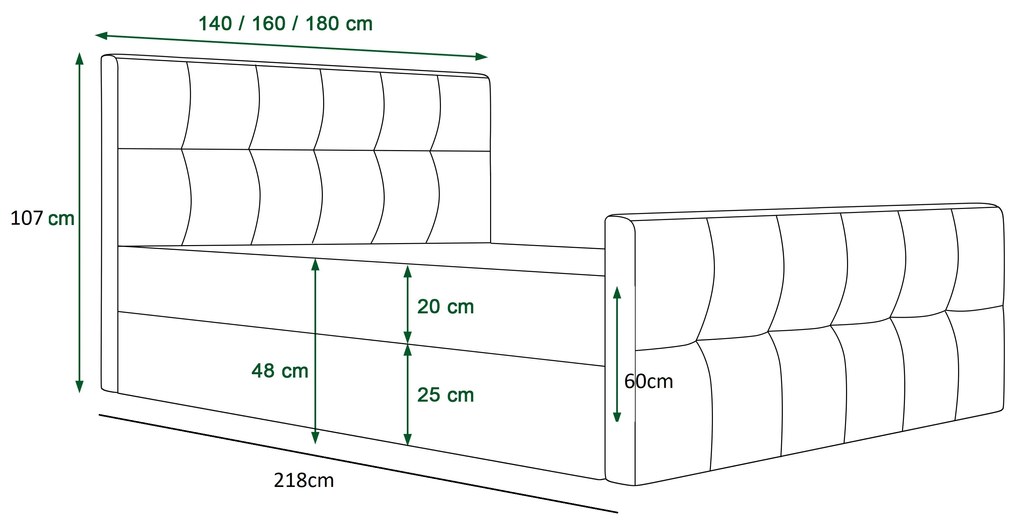 Manželská postel Boxspring 140 cm Macheta (šedomodrá) (s matrací a úložným prostorem). 1046713