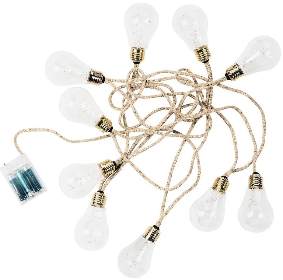 BULB LIGHTS Světelný řetěz s USB žárovky 10 světel - přírodní