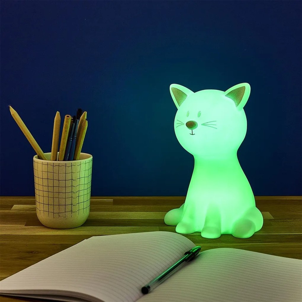 LED dětské noční světlo CATTY 19cm, bílá