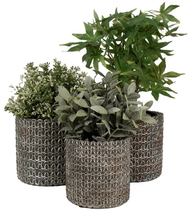 Kameninový květináč v designu pletiva S – 11 x 12 cm