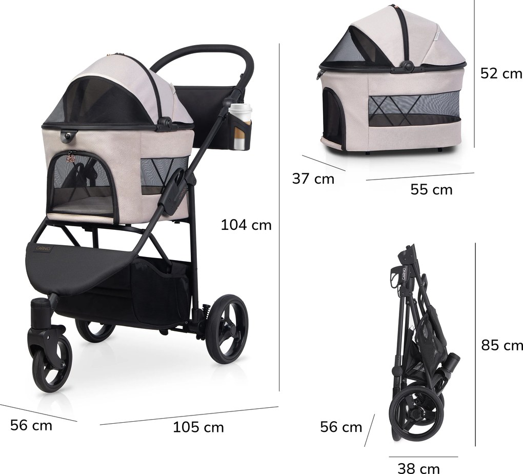 Carinio Kočárek pro psy Eos Sand