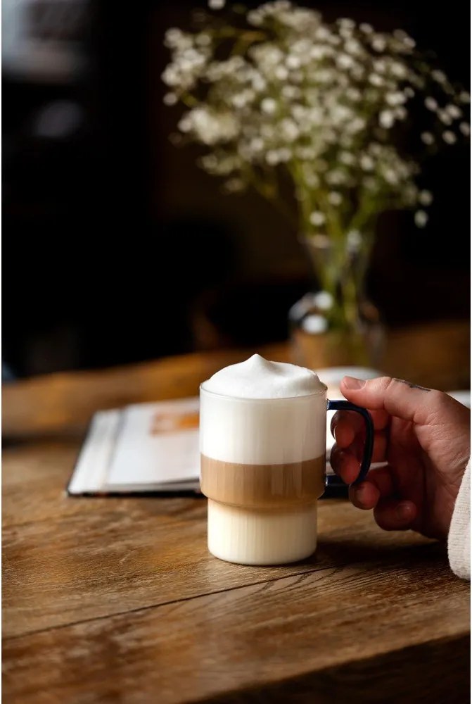 Modré skleněné hrnky v sadě 2 ks na cappuccino 350 ml Livio – Vialli Design