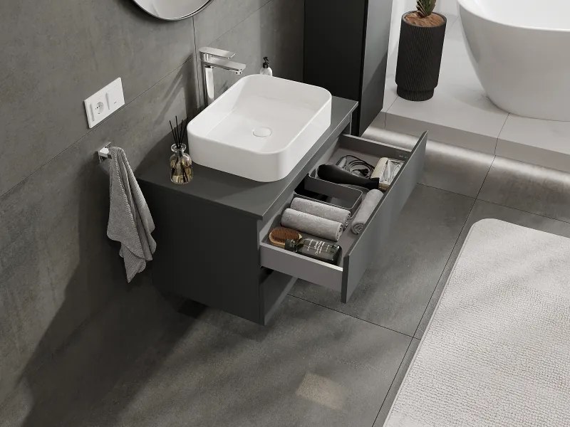 Mexen Orio, koupelnová skříňka 80 cm, 2 zásuvky, grafitová matná, 91A10-08047-2-BFF66