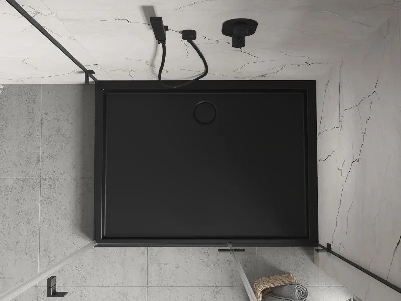 Mexen Flow+ obdélníkový sprchový kout 90 x 70 cm, černý mat - 46R707090H
