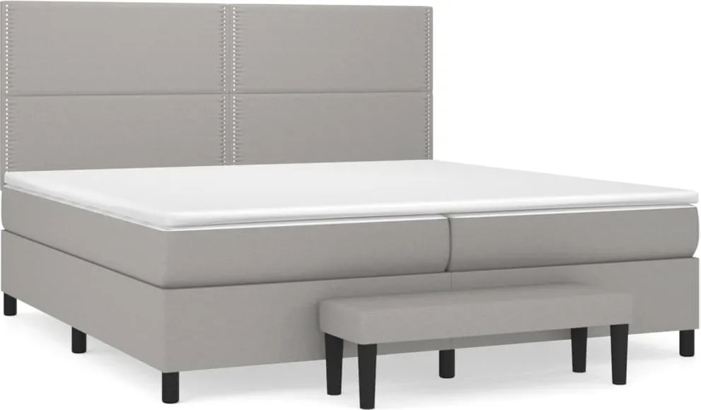 Box spring postel s matrací světle šedá 200 x 200 cm textil 3136541