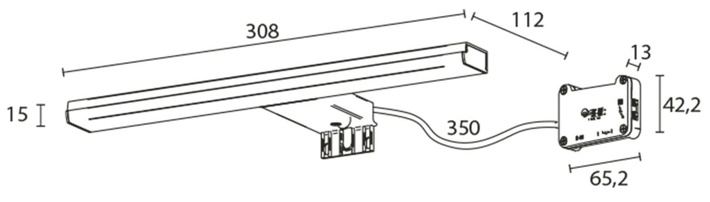 Sapho FELINA LED svítidlo, 8W, 308x15x112mm, chrom - FE030