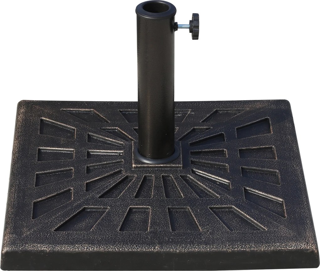 Outsunny Podstavec pro Slunečník 15 kg, Čtvercový Držák Slunečníku, Váha pro Slunečník s Průměrem Tyče 38mm, pro Balkón, Terasu, Zahradu, Bronz | Aoso