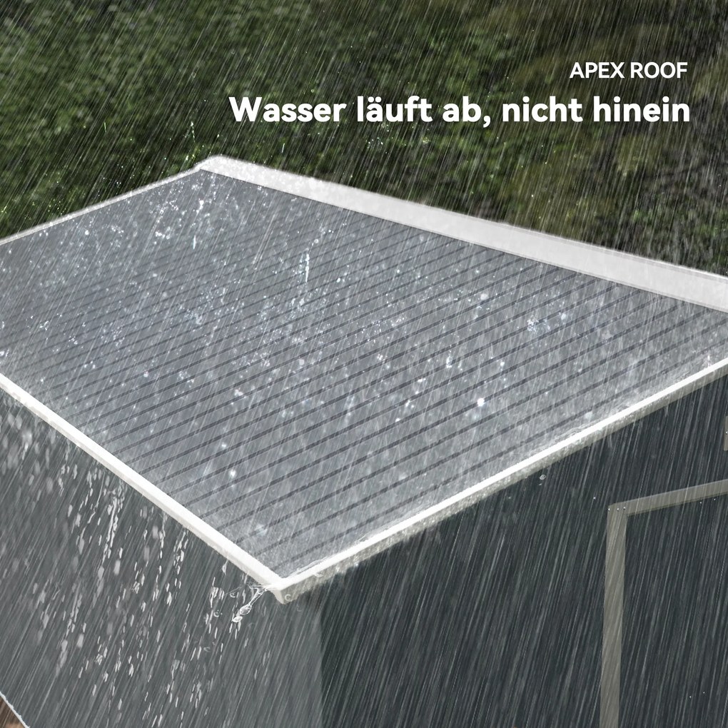 Outsunny kůlna na nářadí s podezdívkou kůlna na nářadí zahradní kůlna kovová uhlíkově šedá 340 x 386 x 200 cm | Aosom