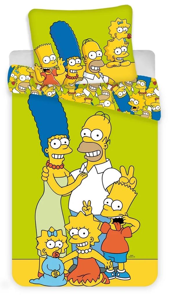 Jerry Fabrics Dětské bavlněné povlečení Simpsons yellow green, 140 x 200 cm, 70 x 90 cm