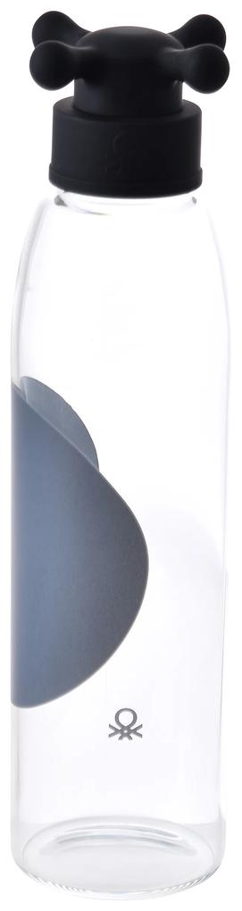 Láhev z borosilikátového skla s černým vrškem United Colors of Benetton 550 ml