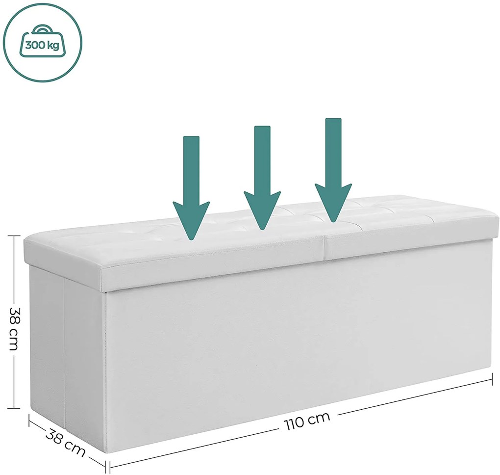 SONGMICS Úložný sedací box skládací 120 l bílý