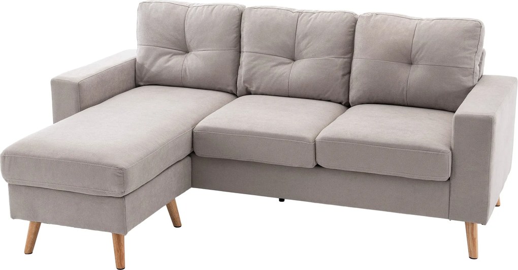 HOMCOM L-tvará látková pohovka, souprava pohovek v lněném vzhledu, rohová pohovka s chaise longue pro 3 osoby, rohová pohovka do obývacího pokoje, svě