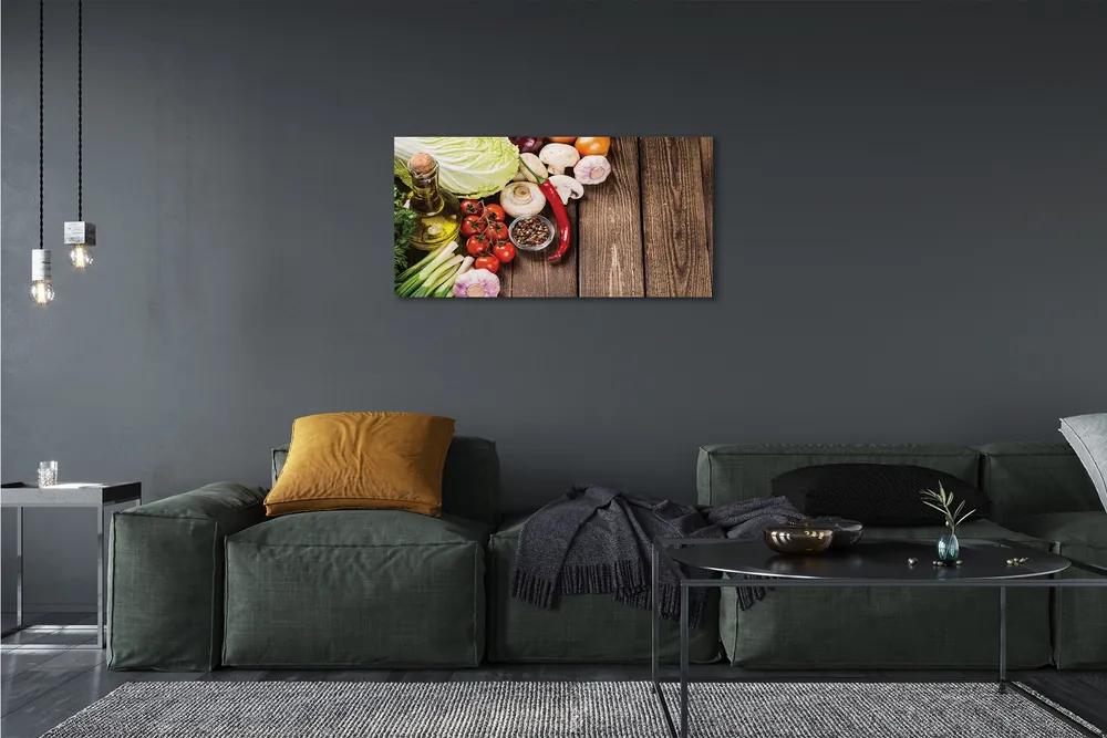 Obrazy na plátně Olivový pepř cibule česnek 140x70 cm