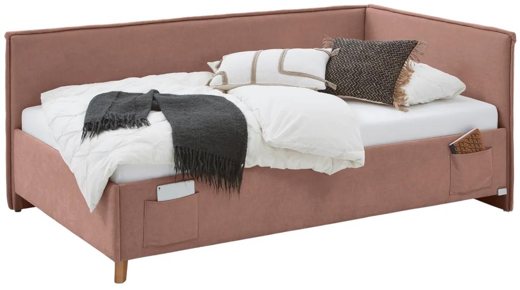OnaDnes -20% Růžová čalouněná postel Meise Möbel Fun II. 120 x 200 cm s úložným prostorem