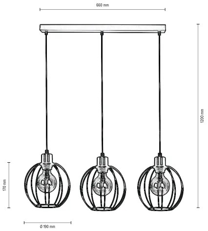 Spot-Light DO15659304 - Lustr na lanku BERIS 3xE27/60W/230V