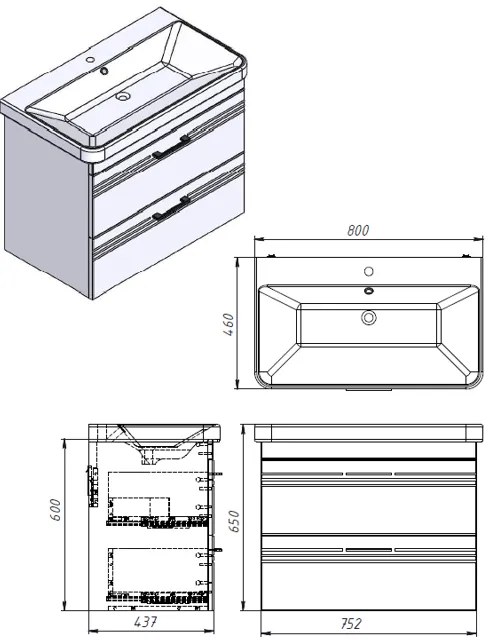 Lavedo Melony Green 80 koupelnová skříňka s umyvadlem