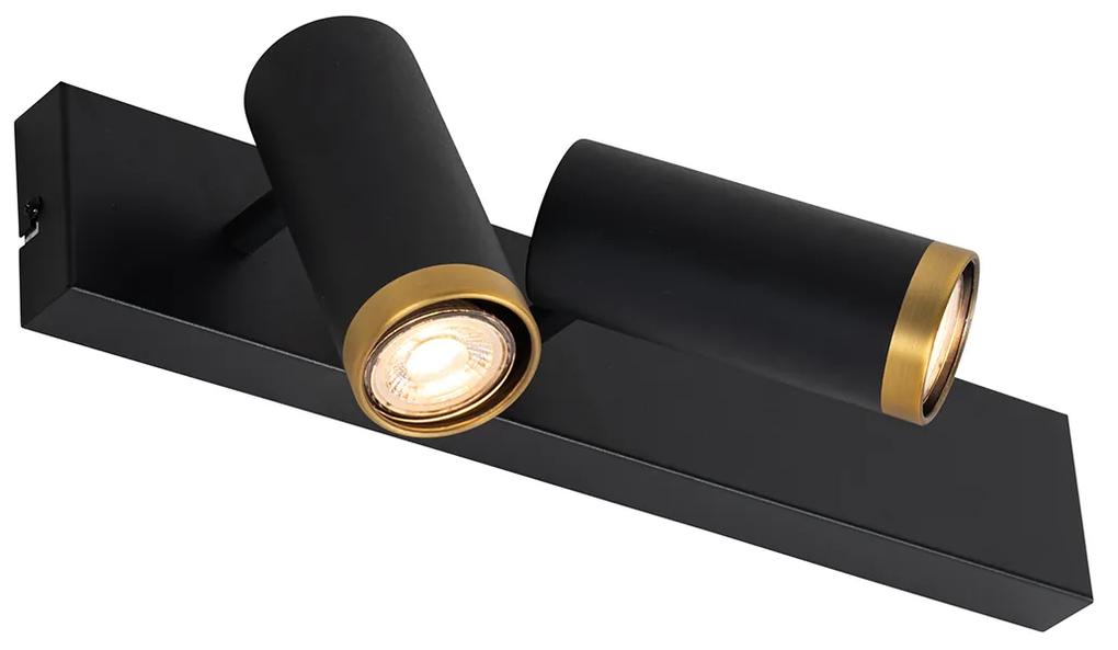 Moderní stropní bodové svítidlo černé s bronzovým 2-světelným nastavitelným - Renna
