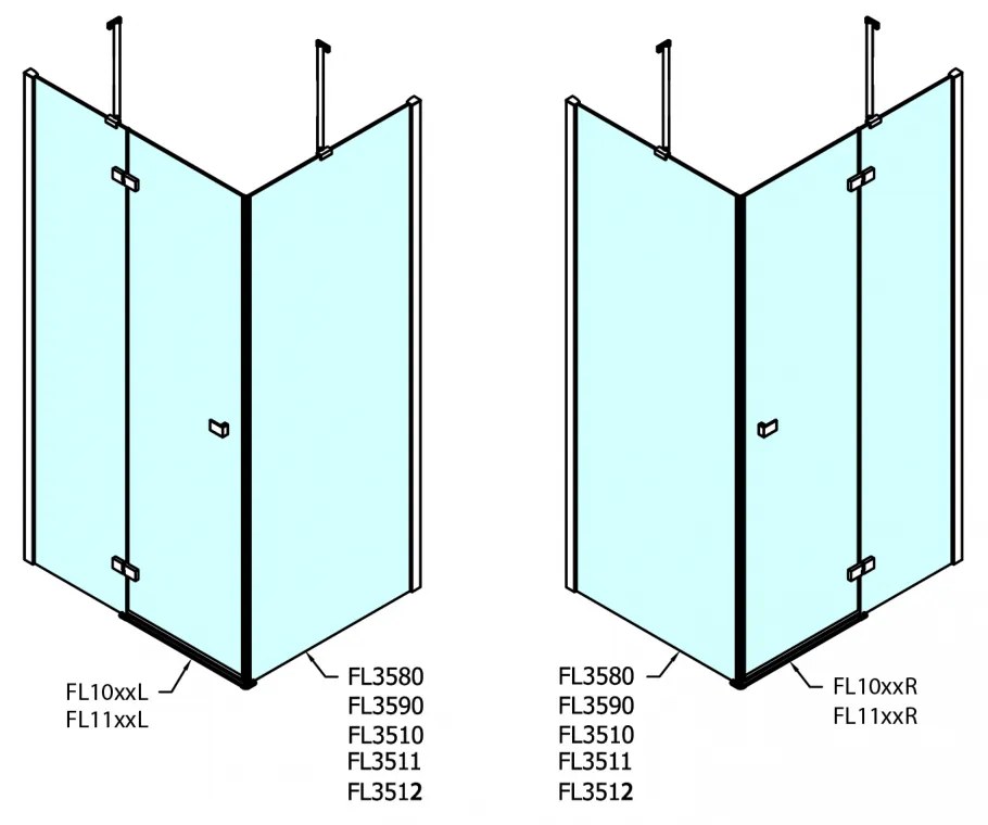 Polysan FORTIS LINE obdélníkový sprchový kout 1500x1200 mm, L varianta FL1115LFL3512