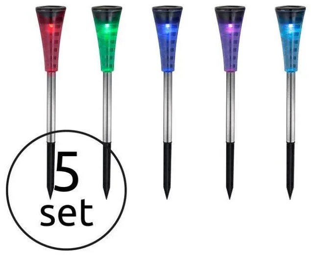 Set 5x zapichovací solární dekorativní svítidlo SOLAR, RGB, 27x4cm Globo SOLAR 33079-5