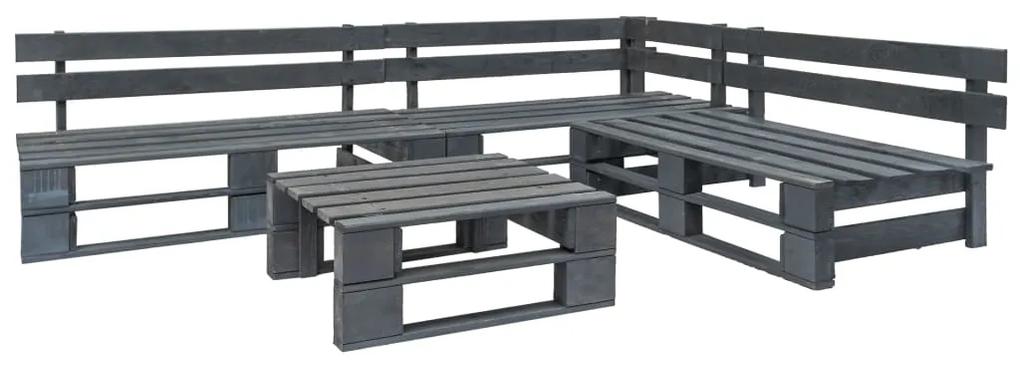 vidaXL 4dílná zahradní sedací souprava z palet dřevo šedá