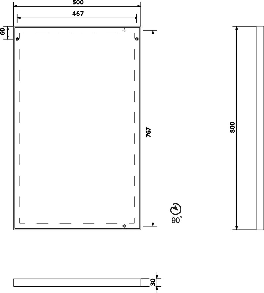 Sapho Sapho, AROWANA zrcadlo v rámu 500x800mm, černá mat, AWB5080