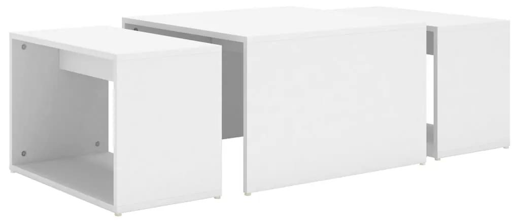 Hnízdové konferenční stolky 3 ks bílé 60x60x38 cm dřevotříska - Default Title