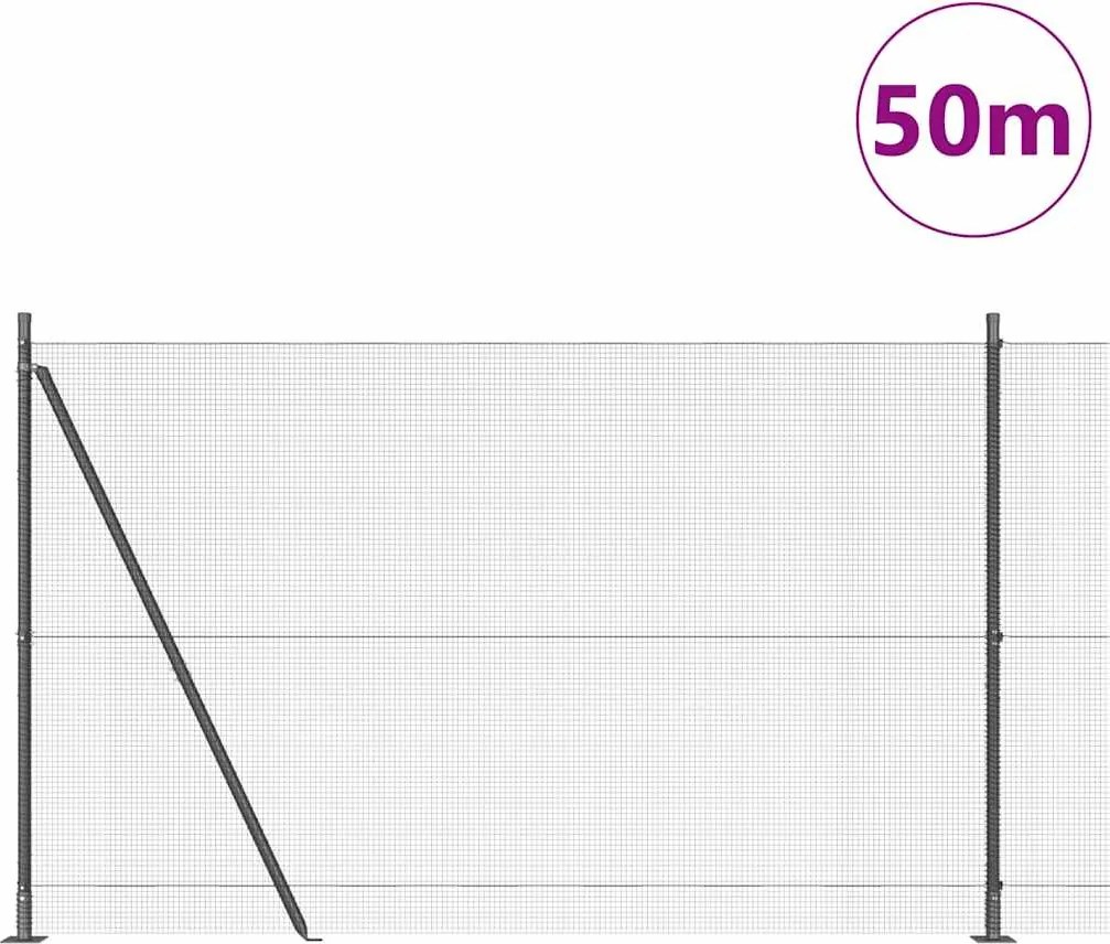 Svařovaná drátěná plotina s betonovou základnou 50 x 1,4 m Šedá 3352596