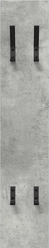 věšák, nástěnný, 1 prkno, háčky, kompozitní dřevo, 100x20x1,5 cm, beton šedá, Dekorino TK20260016