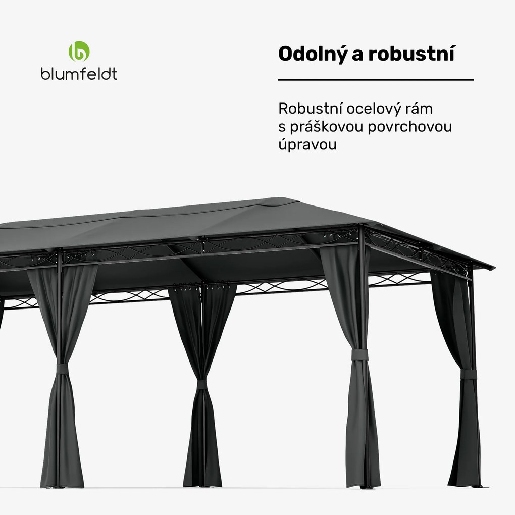 Blumfeldt Mondo 3x6 altán s kovovým rámem a 4 bočními stěnami