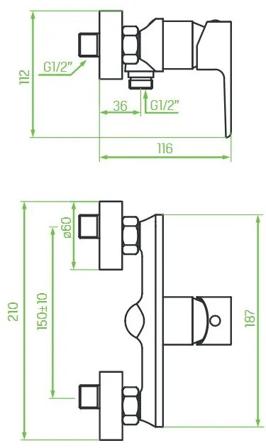 LAVEO LARGO - Sprchová batéria, Chróm-Čierna, BAH_740D