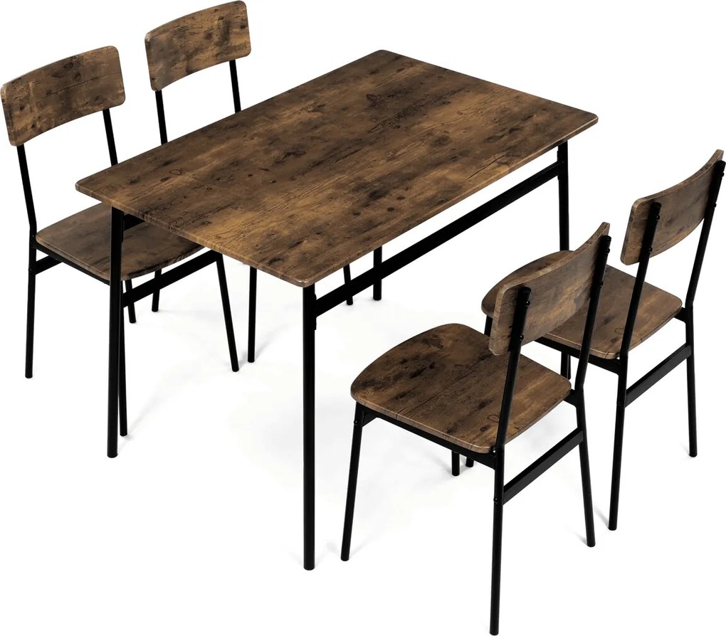 Jídelní set CORTINA 1+4 - old wood 2 / černé kovové nohy